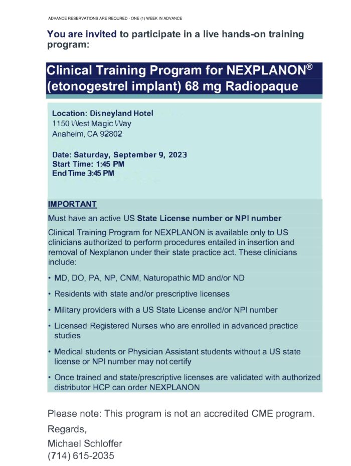 Nexplanon training-Disneyland | Los Angeles Pediatric Society